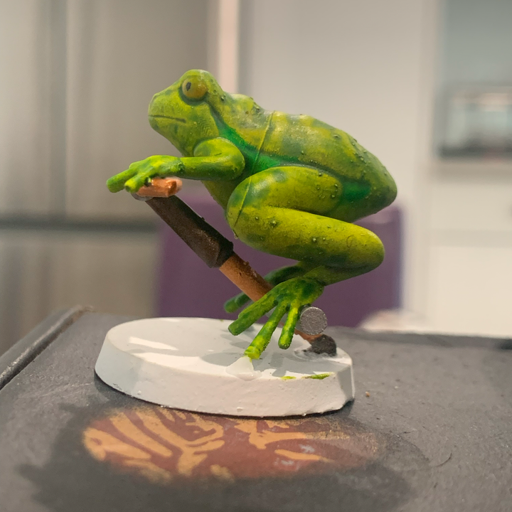 3D Printable Frog on a Pogo Stick by Big Chicken Miniatures