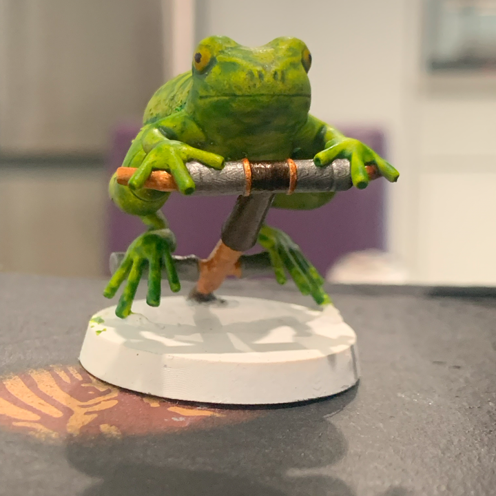 3D Printable Frog on a Pogo Stick by Big Chicken Miniatures