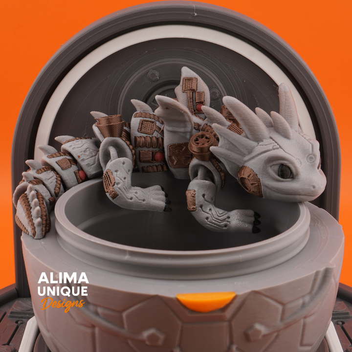 3D Printable CYBORG DRAGON with Station and Egg by ALIMA UNIQUE DESIGNS