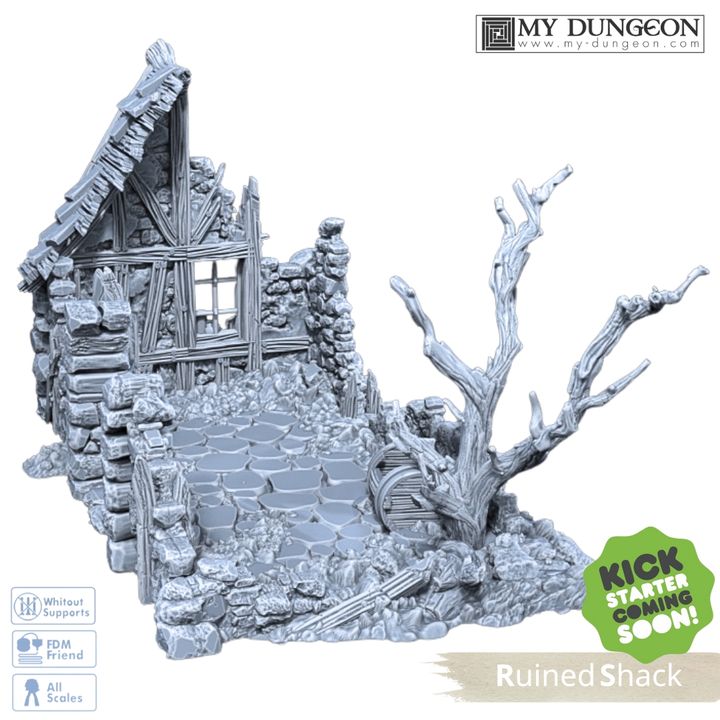 3D Printable Ruined Shack V-3.0 by My Dungeon