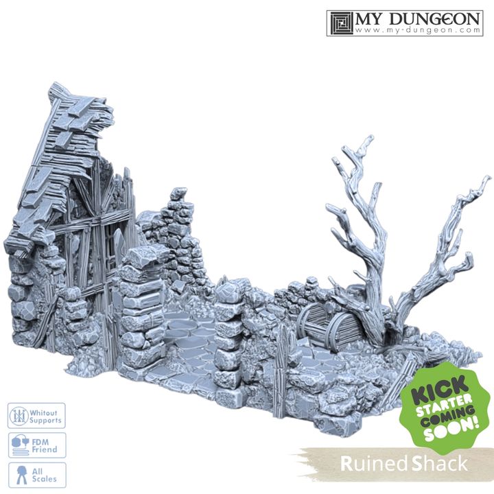3D Printable Ruined Shack V-3.0 by My Dungeon