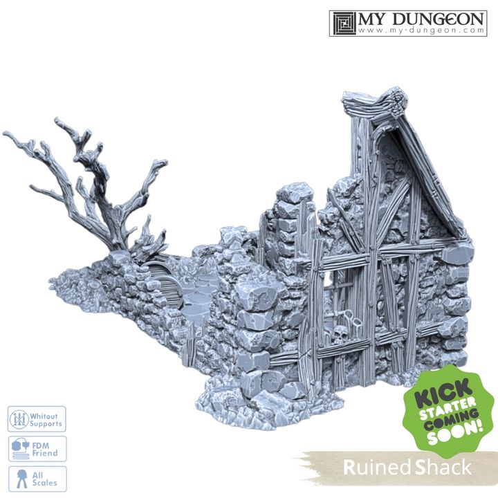 3D Printable Ruined Shack V-3.0 by My Dungeon
