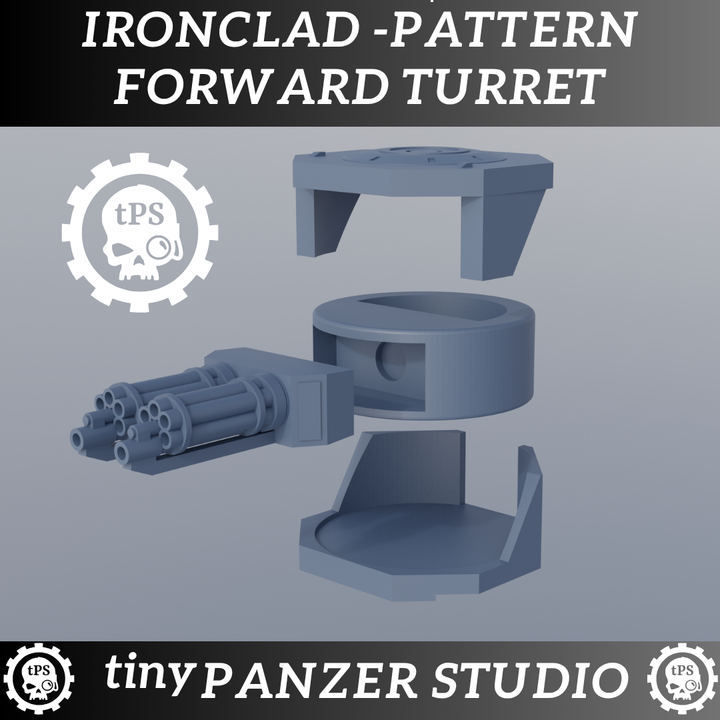 3D Printable Ironclad Pattern forward turret for Spaceman heavy ...