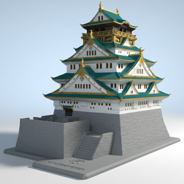 3D Printable Osaka Castle - Japan by MiniWorld3D