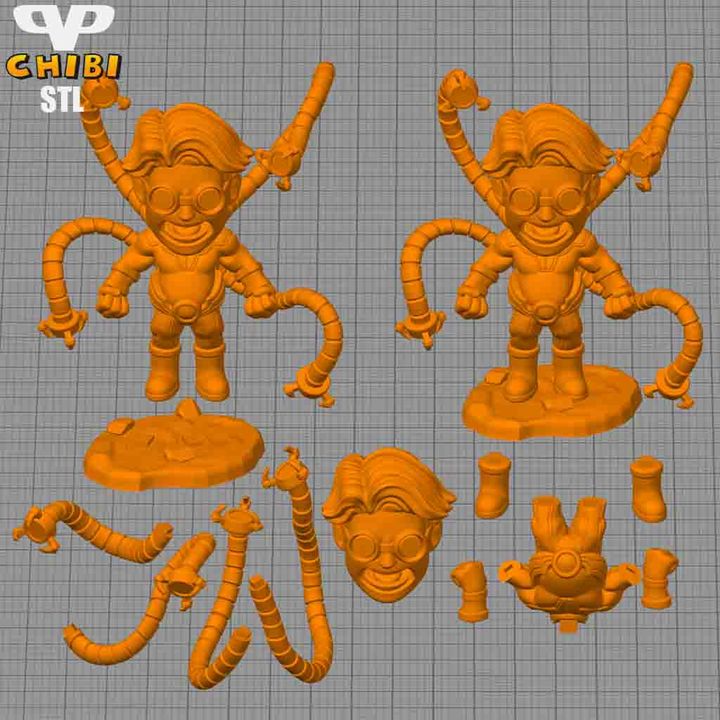 3D Printable Doctor Octopus Chibi STL for 3D Printing ChibiSTL 3DXM by ...