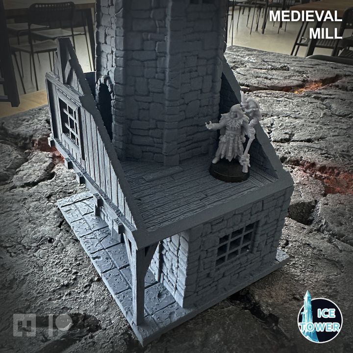 3D Printable Medieval mill - Tabletop Terrain by Ice Tower