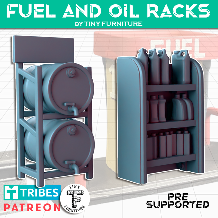3D Printable Fuel and oil racks by Tiny Furniture