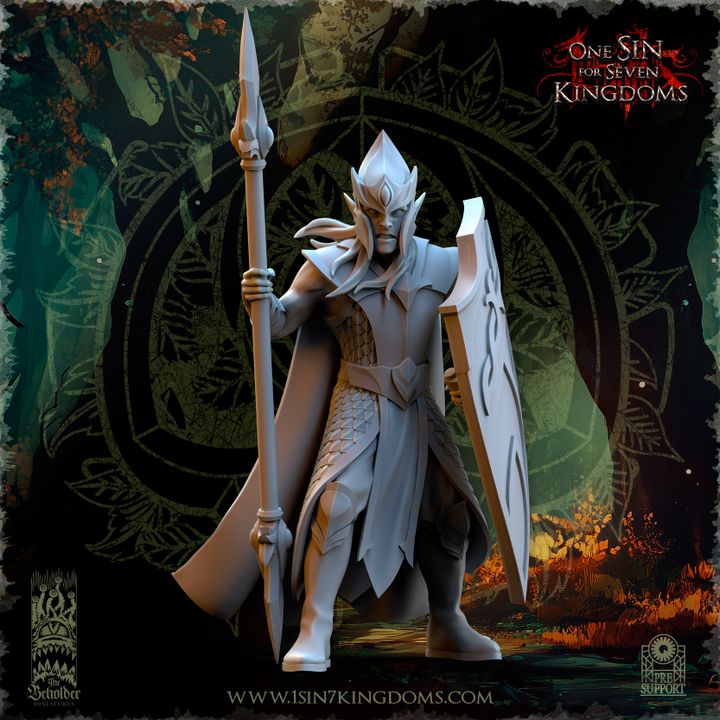3D Printable Evergreen Elves Forest Militia Warrior by The Beholder Miniatures
