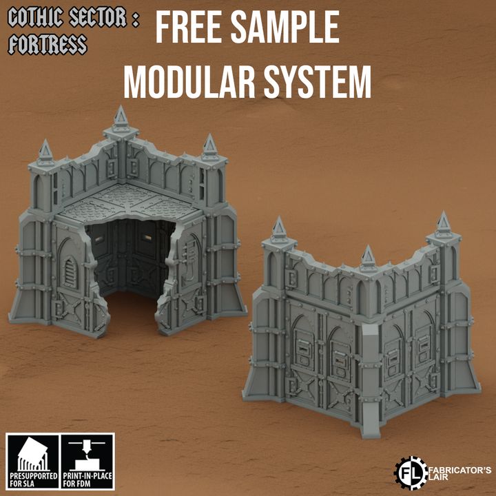 3D Printable Gothic Sector : Fortress - Modular Sample by Fabricator's Lair