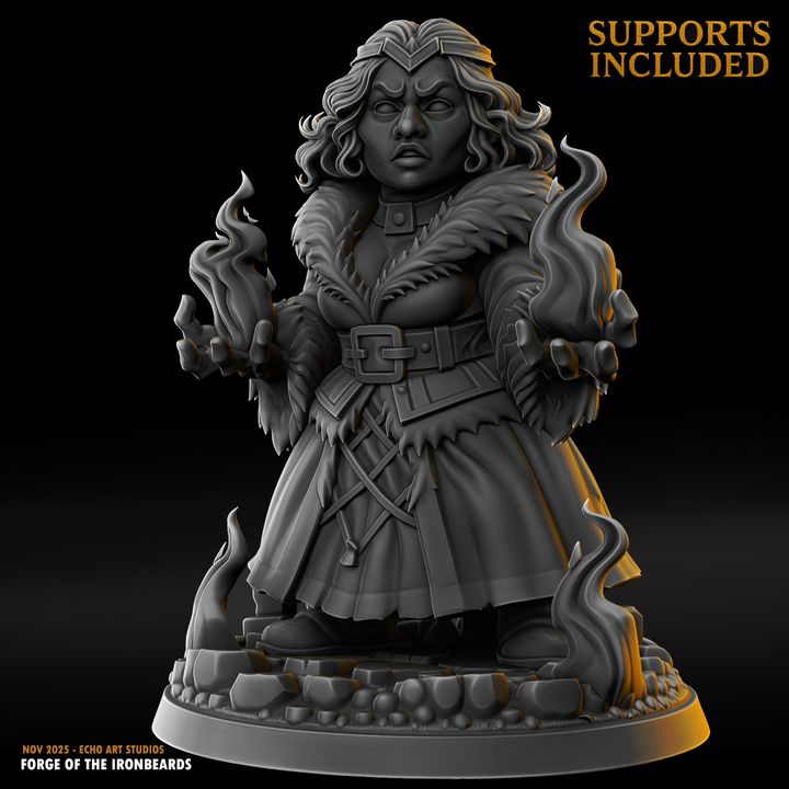3D Printable Fyrra the Ashbound (Dwarf Pyromancer) - Echo Art - Forge ...