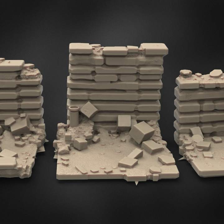 3D Printable Weathered Brick Wall Bases (FREE) by Molten Core Minis
