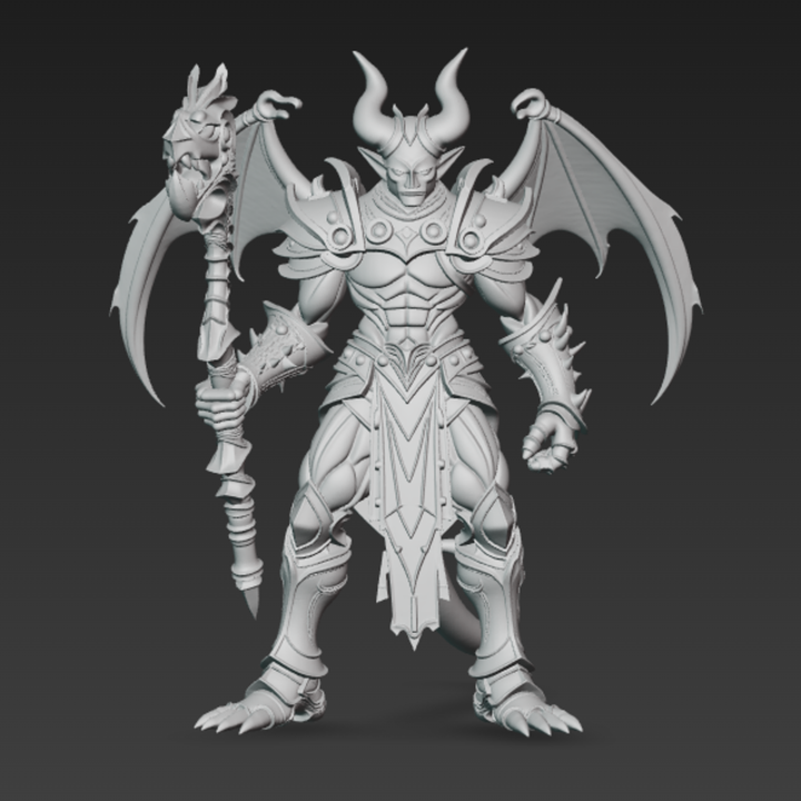 3D Printable Fantasy Miniature: Winged Demon-Warrior 40mm by Pierre Merel