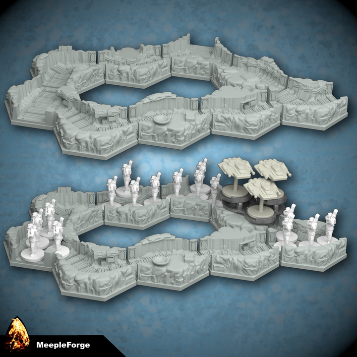 3D Printable Futuristic Ice world or Desert world Scenery Trenches for ...