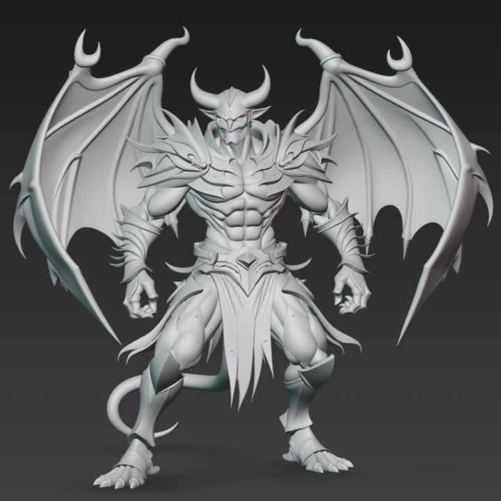 3D Printable Horned Demon – 43mm Miniature by Pierre Merel