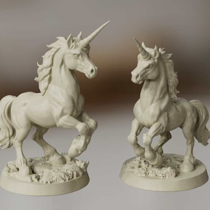 3D Printable (DnD) Unicorns by Molten Core Minis
