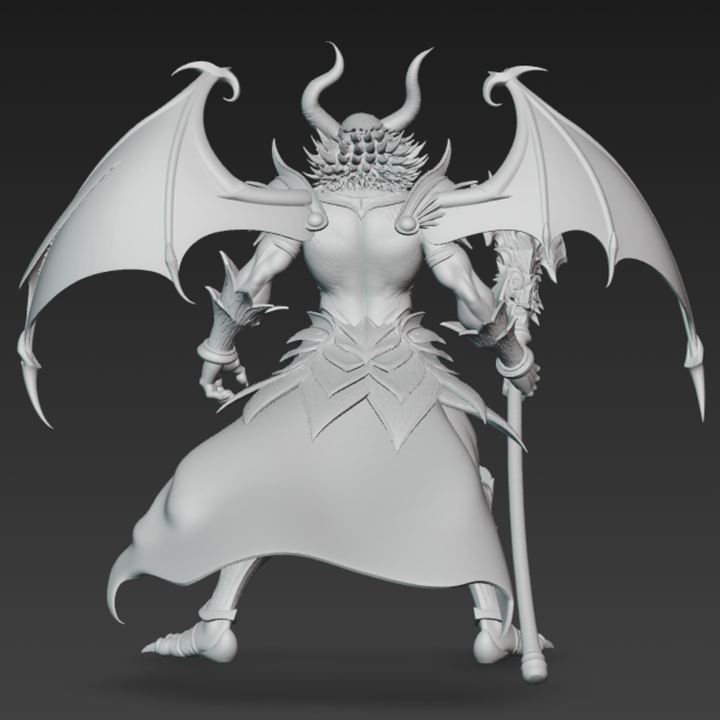 3D Printable Diabolic War Demon – 42mm Infernal Staff by Pierre Merel