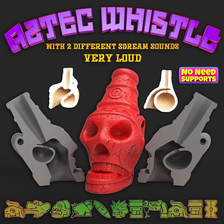 3D Printable Aztec Whistle by iradj3d