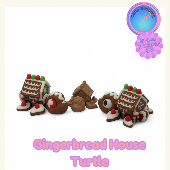 3D Printable Gingerbread House Turtle Flexi ( Lifetime Commercial Use ...