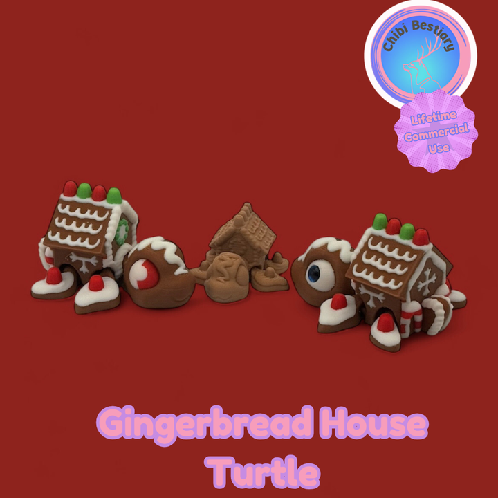 3D Printable Gingerbread House Turtle Flexi ( Lifetime Commercial Use ...
