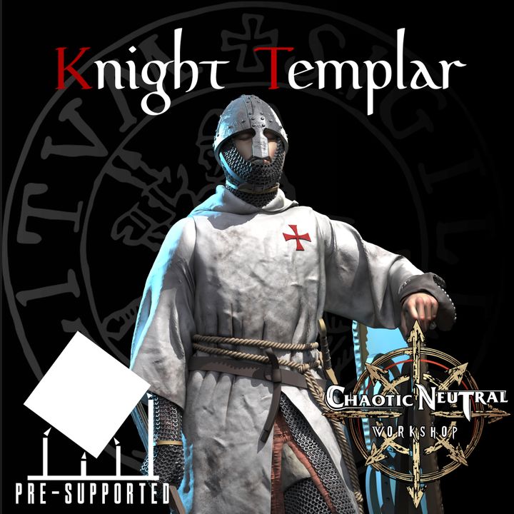 3D Printable Knight Templar 1177 AD (140mm) by Chaotic Neutral Workshop