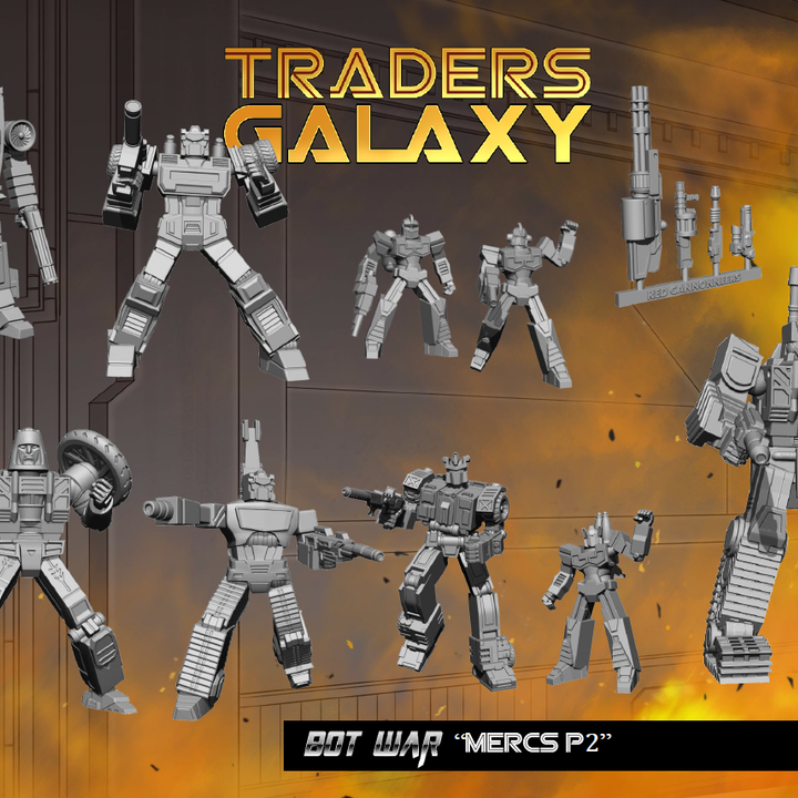 3D Printable BotWar Mercs Part 2 by Traders Galaxy Miniatures and Games