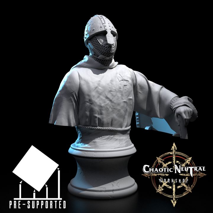3D Printable Knight Templar 1177 AD (BUST) by Chaotic Neutral Workshop