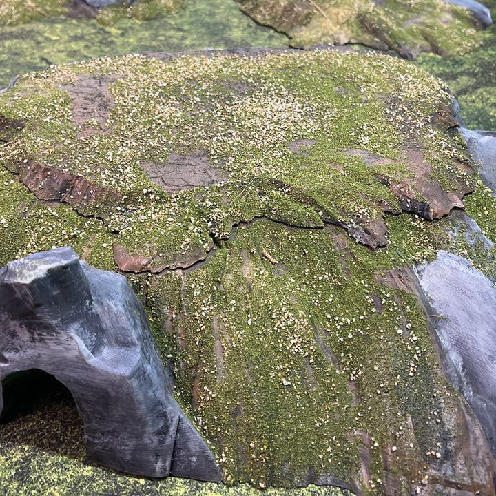 3D Printable Table Land Hill 2 with cave and 3 swappable tops. 2 solid ...