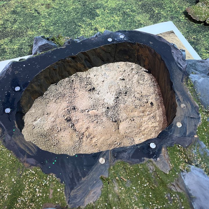 3D Printable Table Land Hill 2 with cave and 3 swappable tops. 2 solid ...