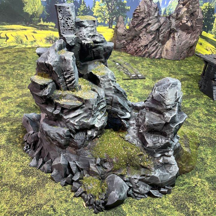 3D Printable Table Land Hill 3 with cave and 3 swappable tops. 2 solid ...