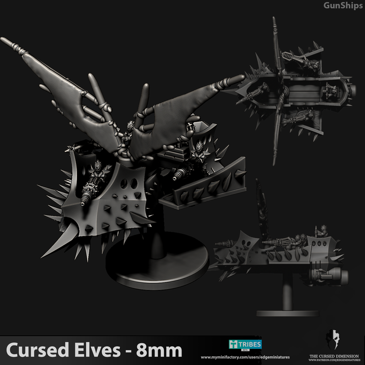 3D Printable GunShips - Cursed Elves - 8mm by Edge Miniatures