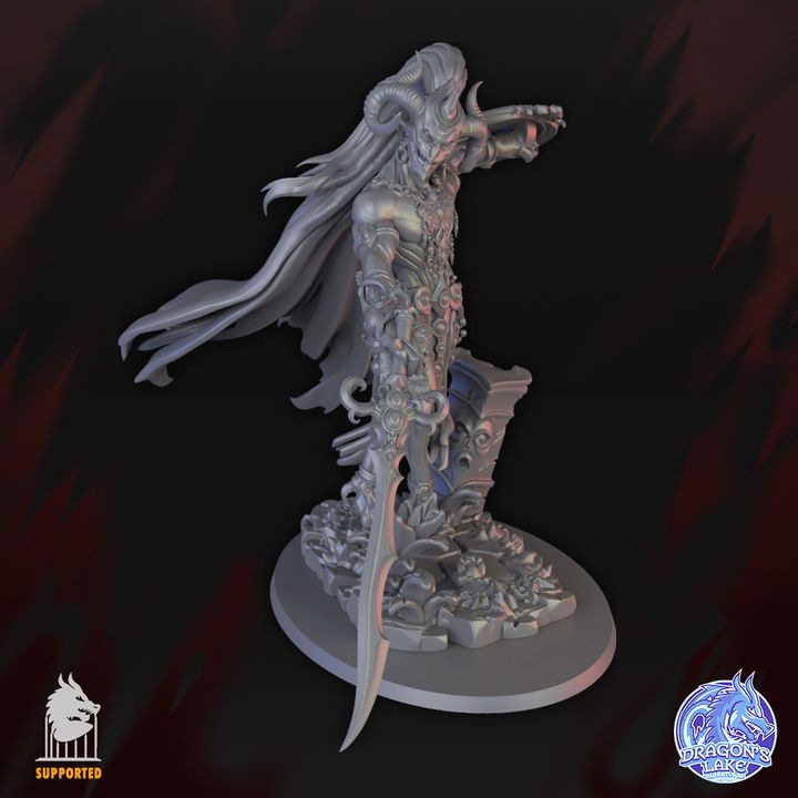 3D Printable Scion of Pleasure with Sword by Dragon's Lake Miniaturas