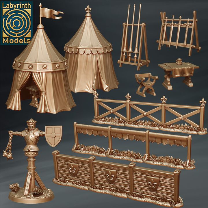 3D Printable Joust Accessories set - 32mm scale by Labyrinth Models