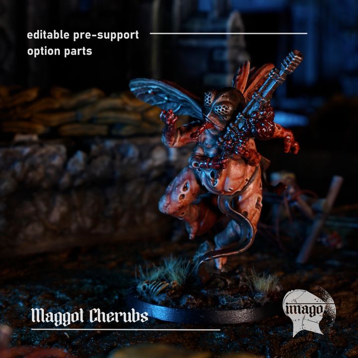 3D Printable Maggot Cherubs (pre-supported) by Imago Miniatures