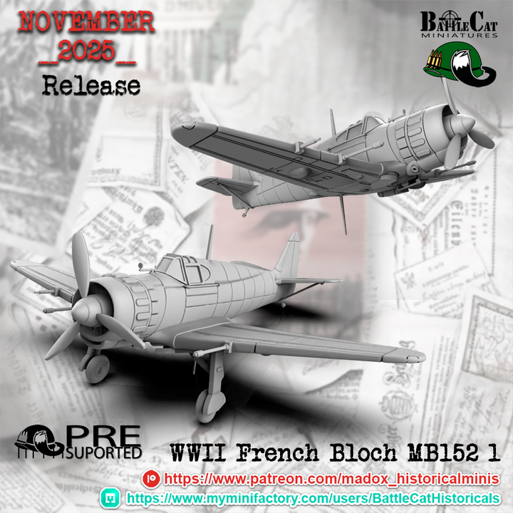 3D Printable WWII French Bloch MB152 by BattleCat Miniatures