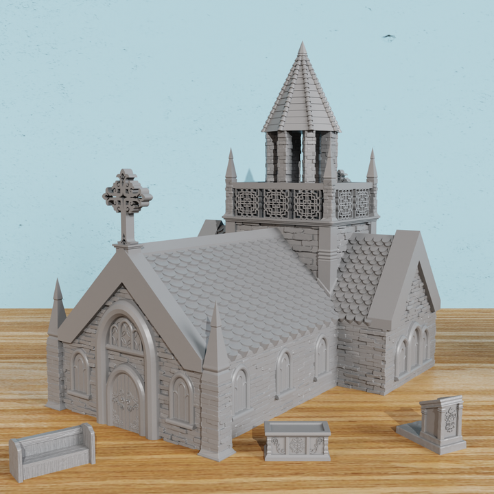 3D Printable Medieval Church by Solaris Game Studio