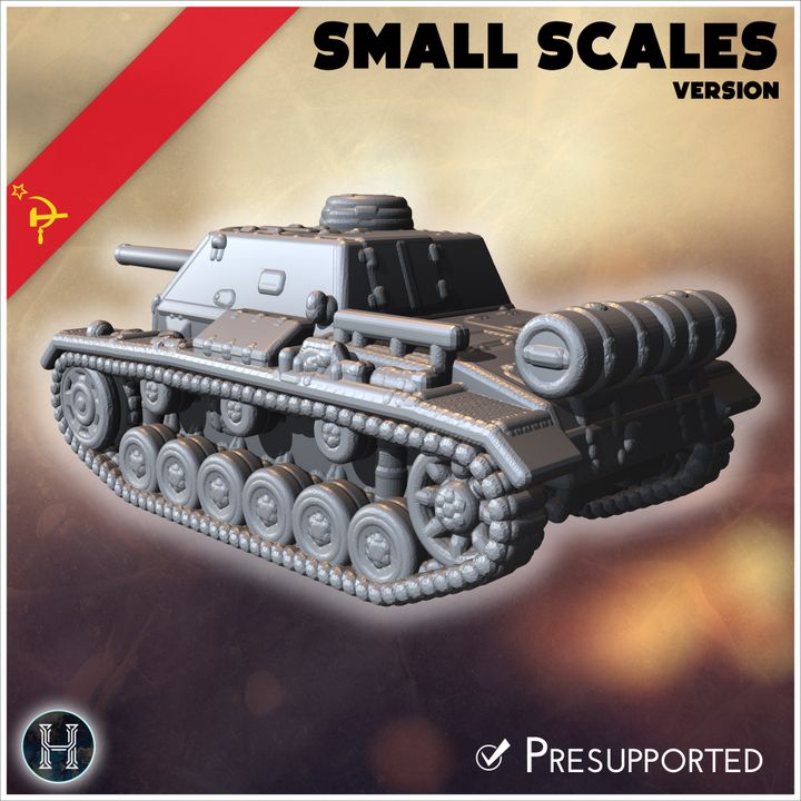 3D Printable SU-76i 76mm SPG (commander version) (small scales version ...