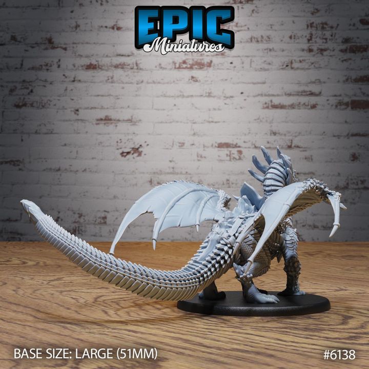 3D Printable Obsidian Dragon / Fire Drake Creature / Flying Dragonborn ...