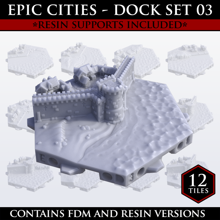 3D Printable Hexton Hills Epic Cities Docks Set 03 by Hexton Hills