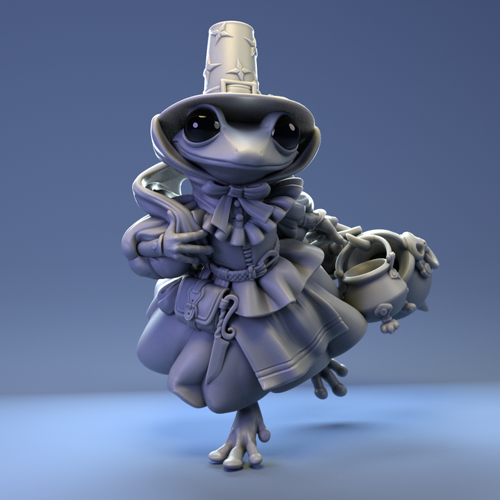 3D Printable Pilgrim Frog Witch by Pepunki Creatures