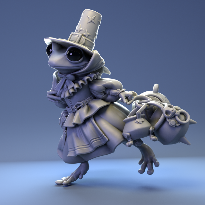 3D Printable Pilgrim Frog Witch by Pepunki Creatures