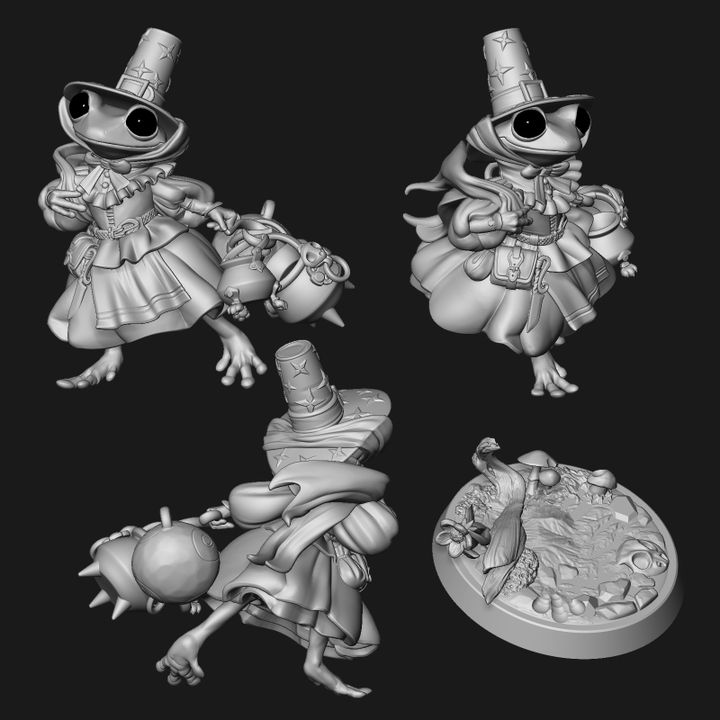 3D Printable Pilgrim Frog Witch by Pepunki Creatures