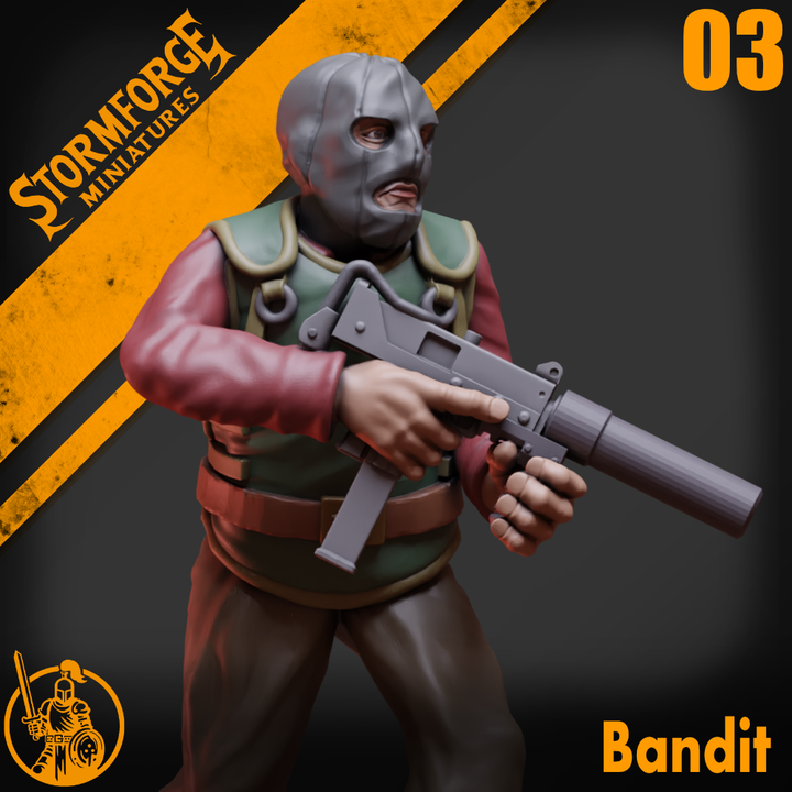 3D Printable Post-Apocalyptic MAC-10 Bandit 03 by Stormforge Miniatures