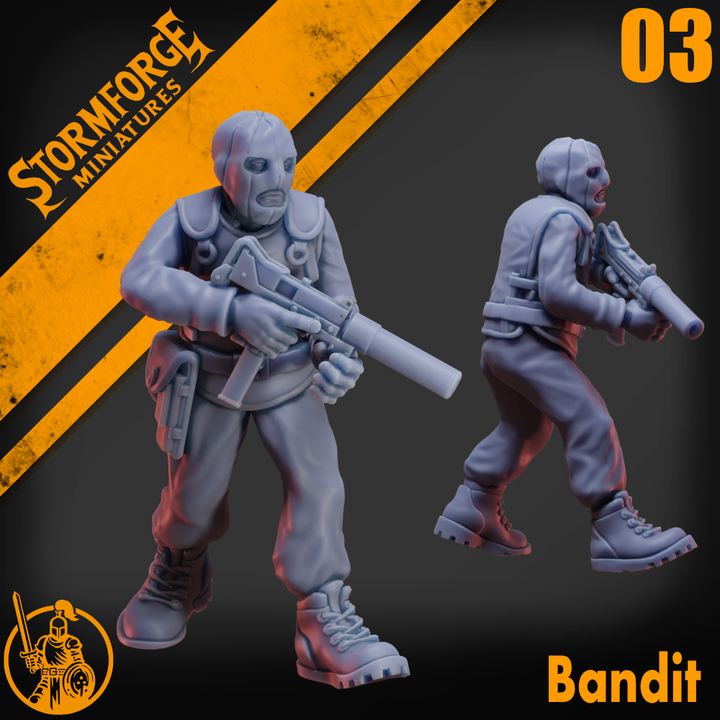3D Printable Post-Apocalyptic MAC-10 Bandit 03 by Stormforge Miniatures