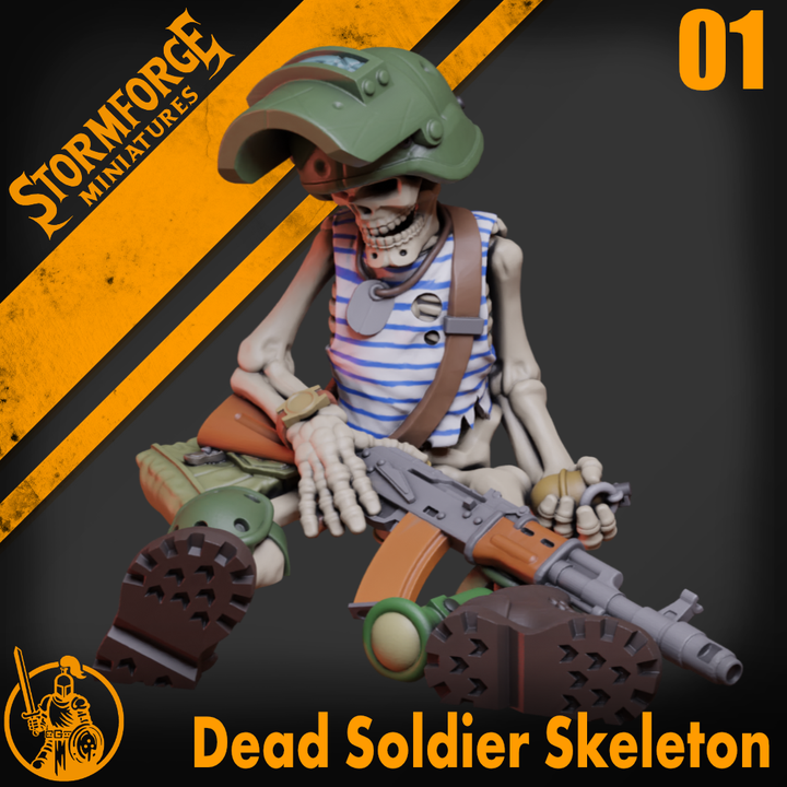 3D Printable Post-Apocalyptic Skeleton Soldier 01 by Stormforge Miniatures