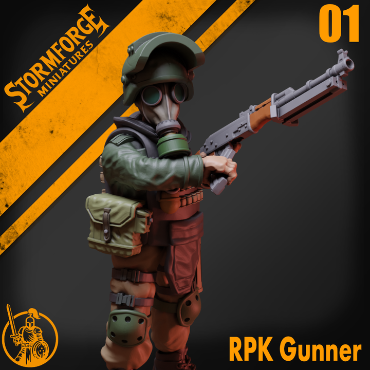3D Printable Post-Apocalyptic RPK Machinegun Soldier 01 by Stormforge ...