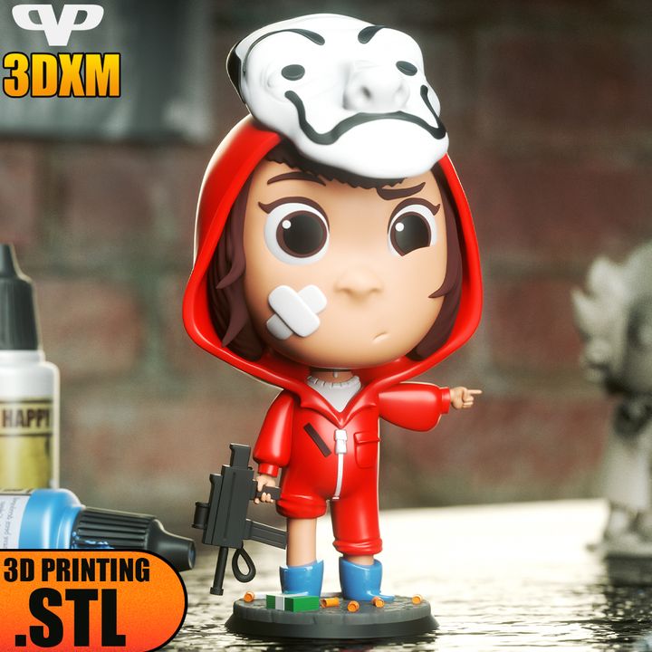 3D Printable Money Heist Tokyo Chibi STL for 3D Printing ChibiSTL 3DXM ...