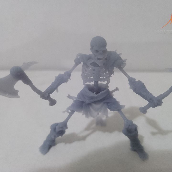 3D Printable Skeleton Double Axe N4 by Molten Core Minis