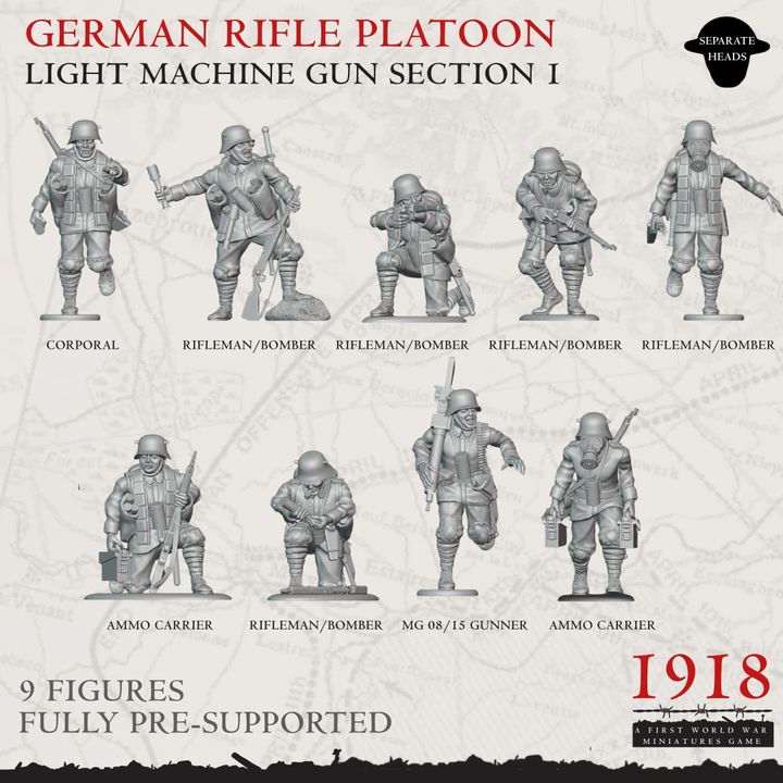 3D Printable WW1 German Light Machine Gun Section 1 (with bombs) (28mm ...