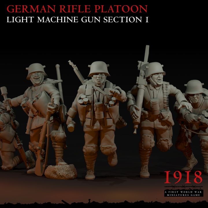 3D Printable WW1 German Light Machine Gun Section 1 (with bombs) (28mm ...