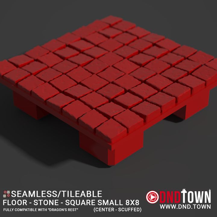 3D Printable Floor - Tile - Stone - Square - Small - 1x1 (SQUARE 8x8 ...